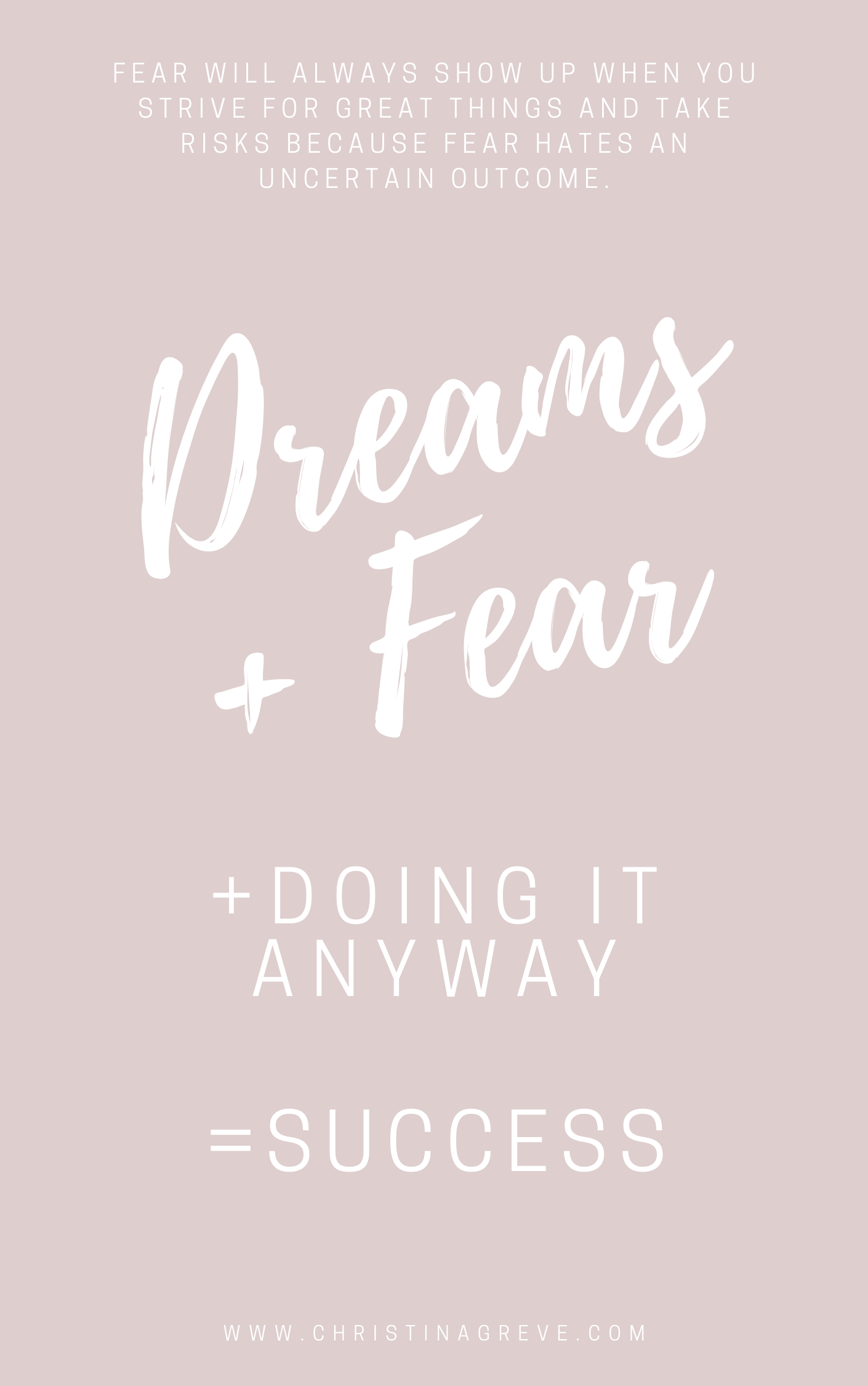 Dreams + Fear + Doing It Anyway = Success - CHRISTINA GREVE